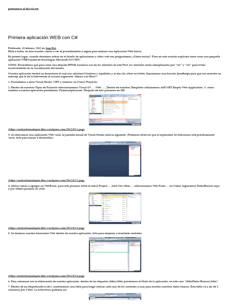 Primera Aplicación WEB Con C# - Andres Triana | PDF | Script Java | Red mundial