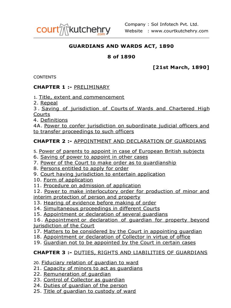 Guardians and Wards Act, 1890 2 | PDF