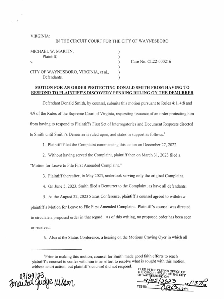 Motion to Protect Donald Smith's Discovery | PDF | Social Science | Law