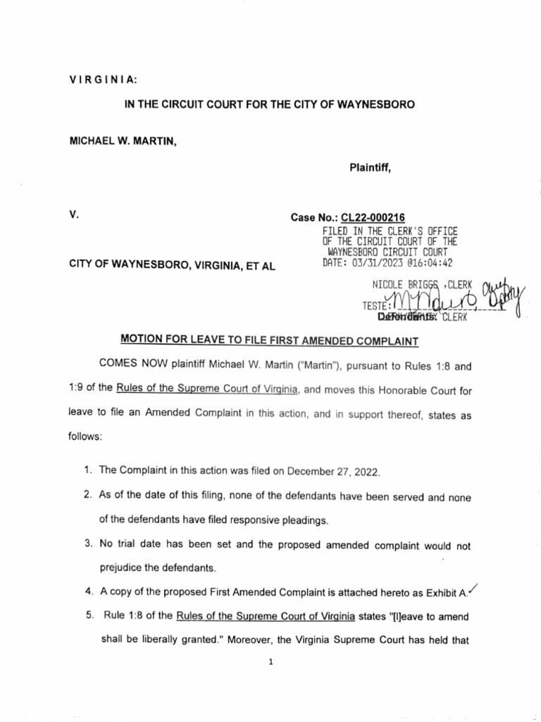 Michael Martin v. Donald Smith Et Al. | PDF | Virginia Circuit Court ...