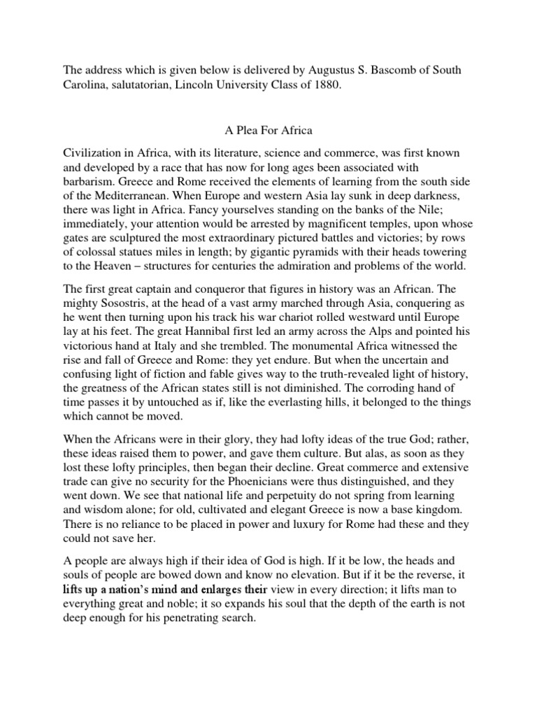 A Plea For Africa by Augustus S. Bascomb | PDF | Ancient Rome | Slavery