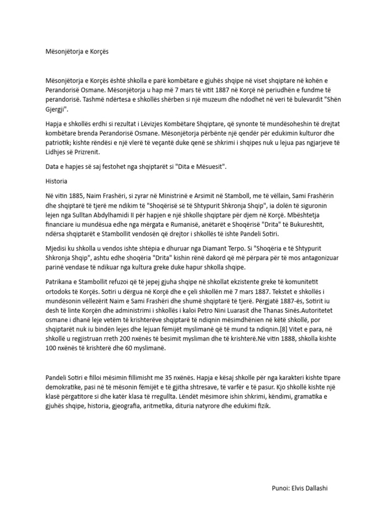 Mësonjëtorja e Korçës 1 | PDF