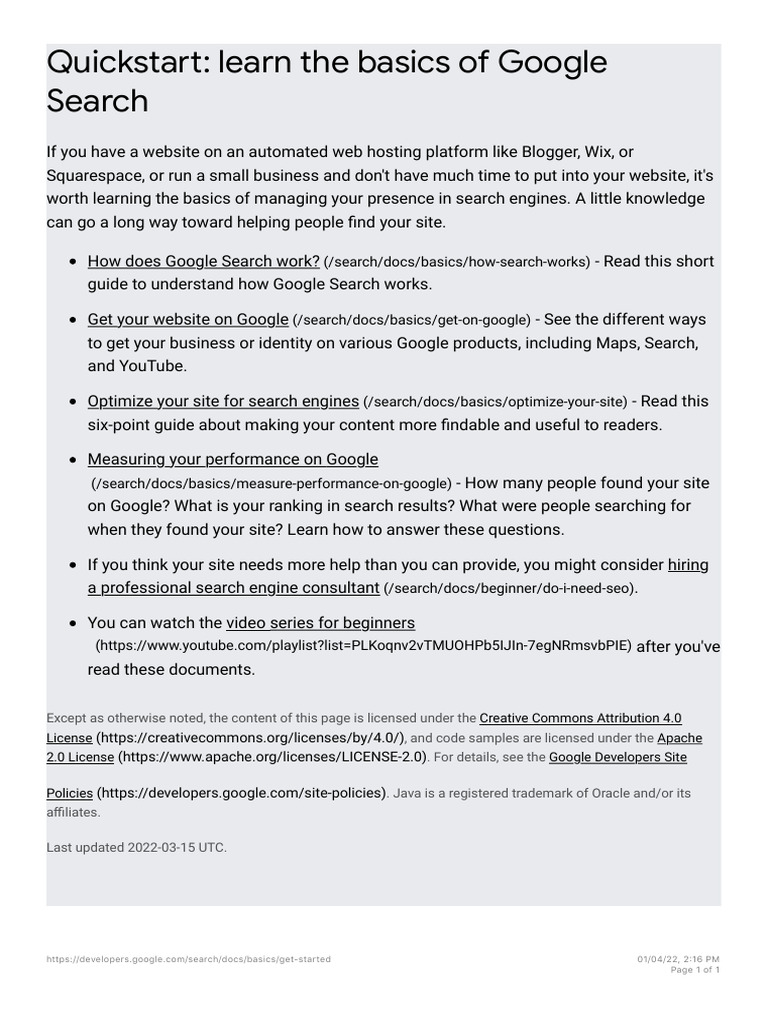 Quick Guide To SEO - Google Search Central - Documentation - Google ...