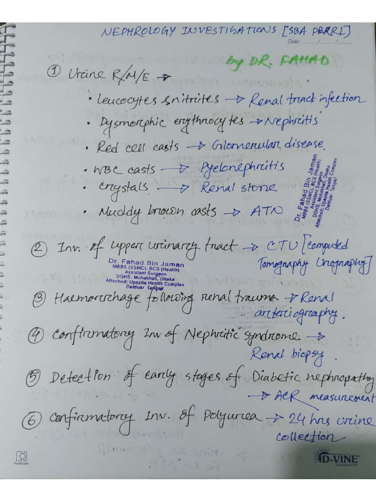 Nephrology All SBA PEARL by DR. FAHAD BIN JAMAN | PDF