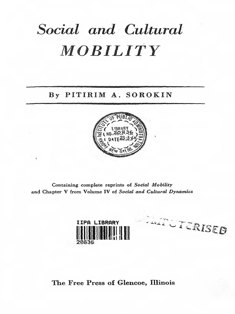 Social and Cultural Mobility Pitrim Sorokin Chapter 1 | PDF | Space | Hierarchy