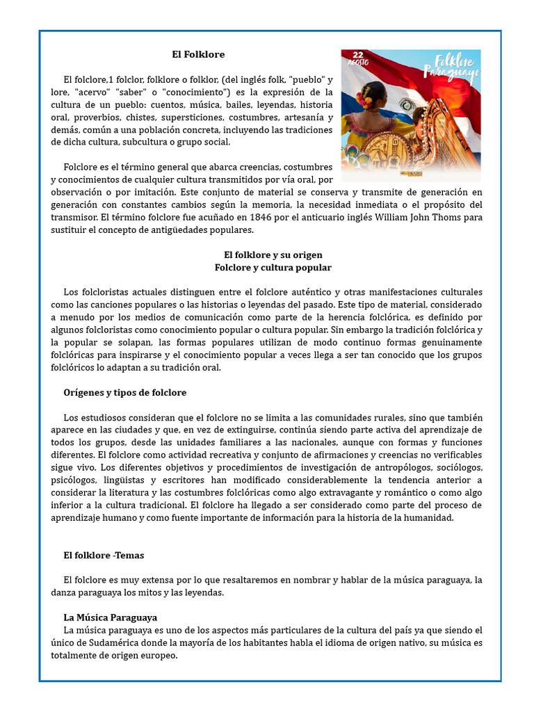 El Folklore Paraguayo | PDF