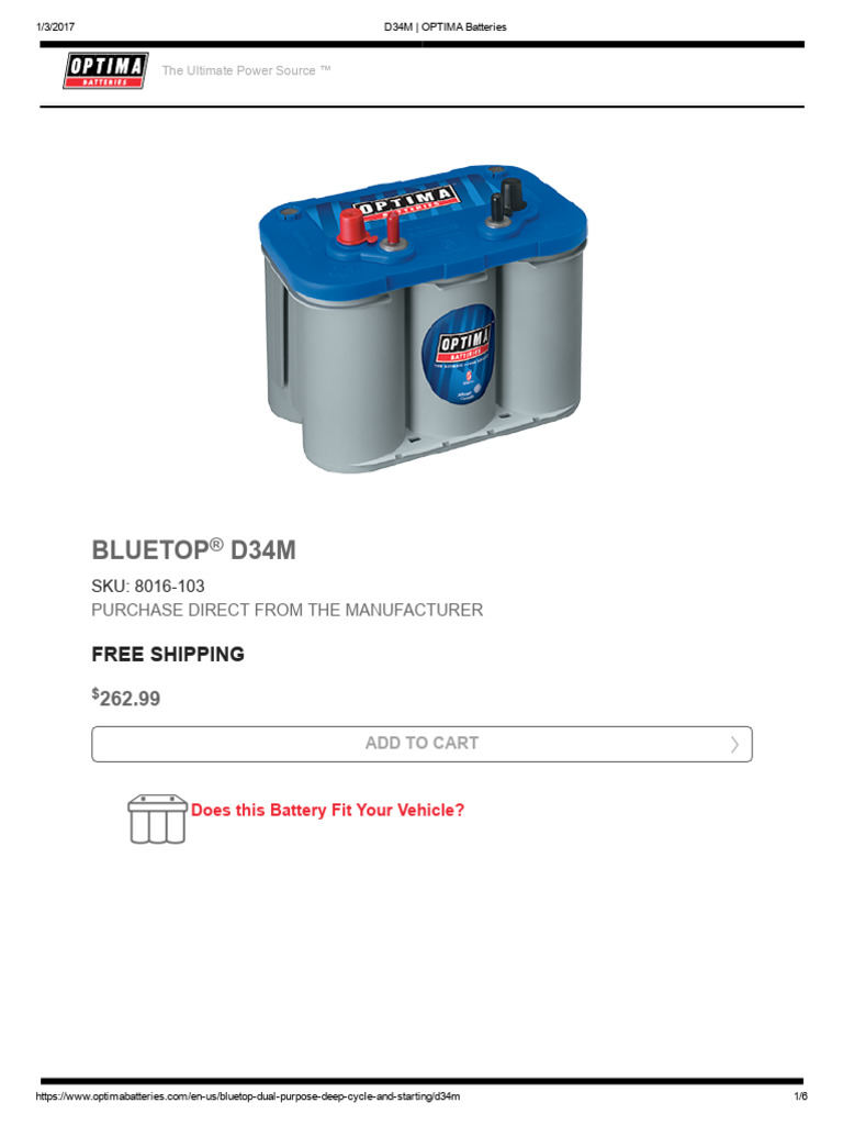 D34M - OPTIMA Batteries | PDF