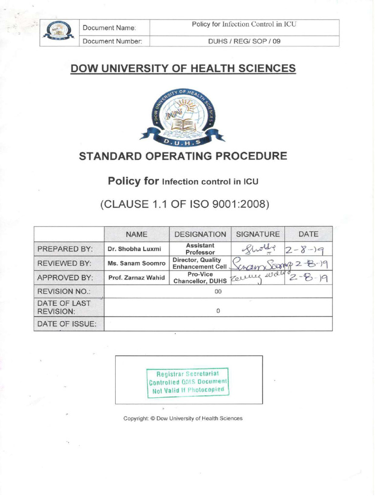 Policy For Infection Control in ICU-20200811-1 - 2 | PDF