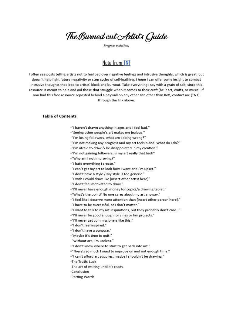 Burned Out Artist | PDF