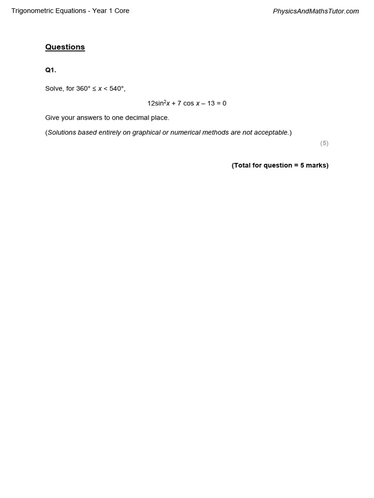 Trigonometric Equations Pdf Equations Trigonometric Functions