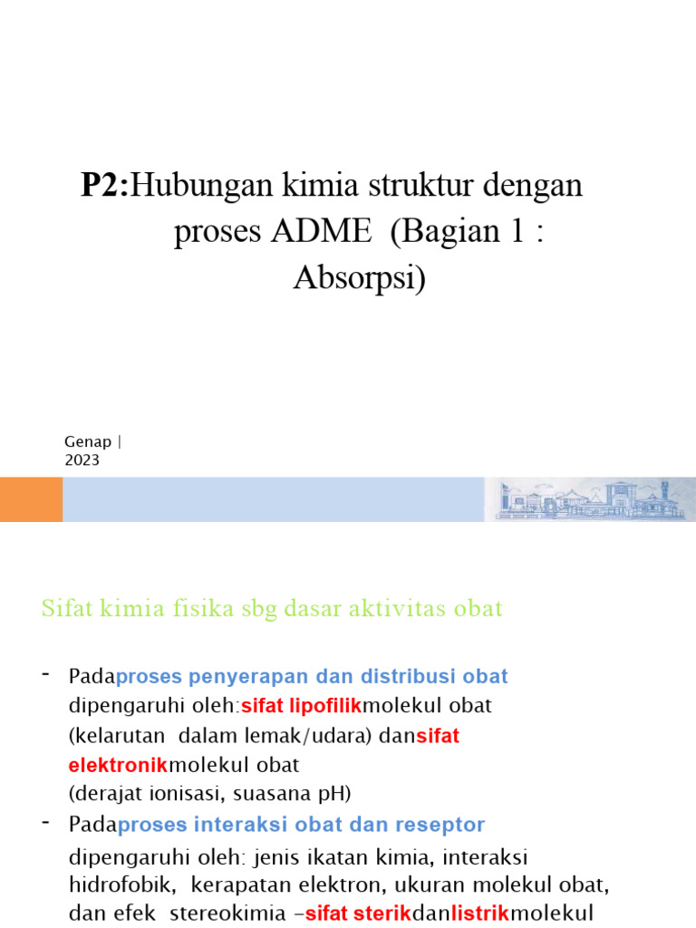 P2 Hubungan Struktur Kimia Dengan Proses ADME (Bagian 1. Absorpsi) .En ...