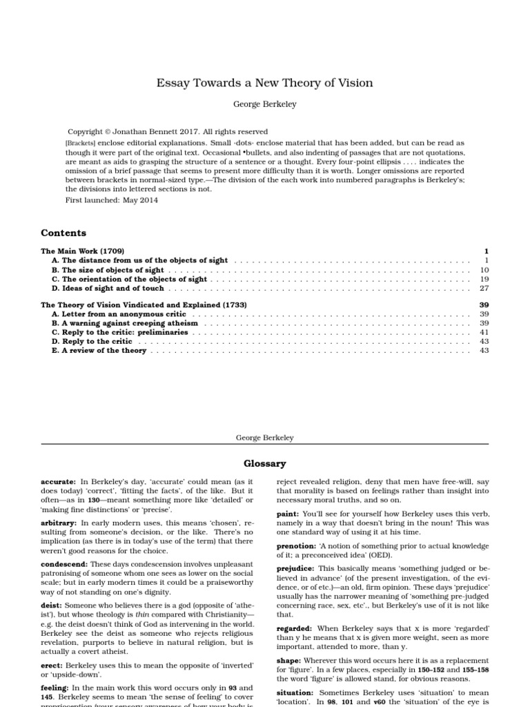 Berkeley New Theory of Vision | PDF