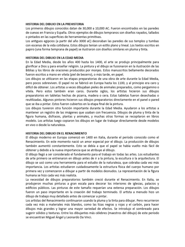 Historia Del Dibujo En La Prehistoria Pdf Dibujo Pinturas