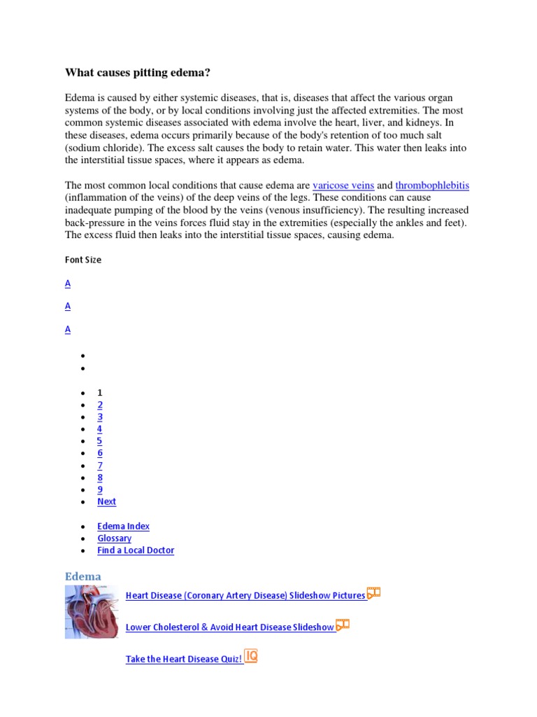Causes of Pitting Edema Explained | PDF | Edema | Vein