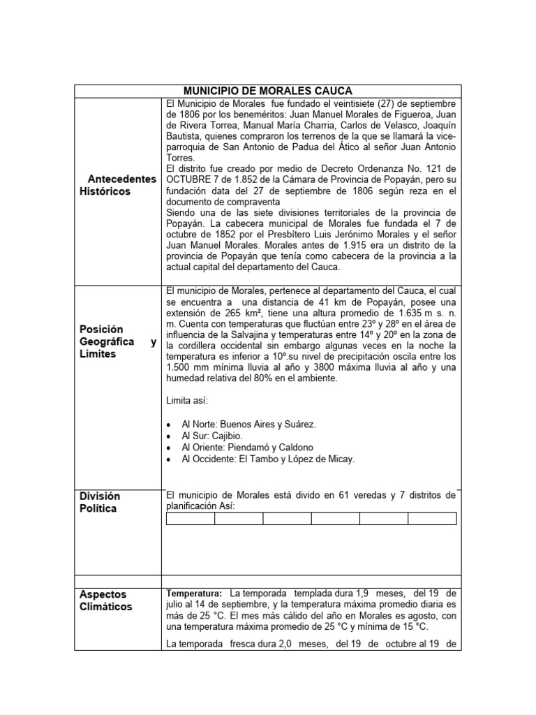 MUNICIPIO DE MORALES CAUCA Cesar | PDF