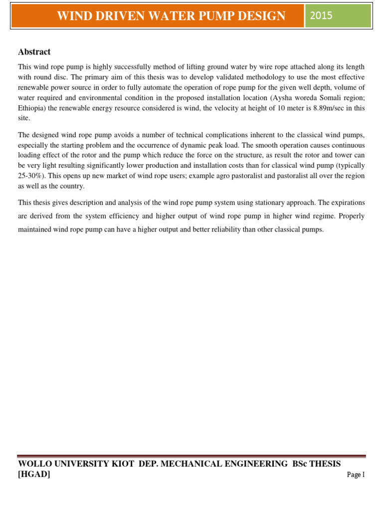 Water Pump Designing Project | PDF | Renewable Energy | Pump