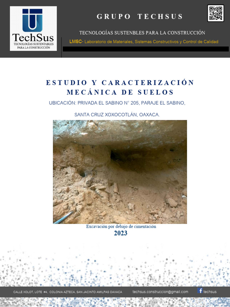 Estudio de Mecanica de Suelos y Cimentación Existente, Xoxocotlan | PDF