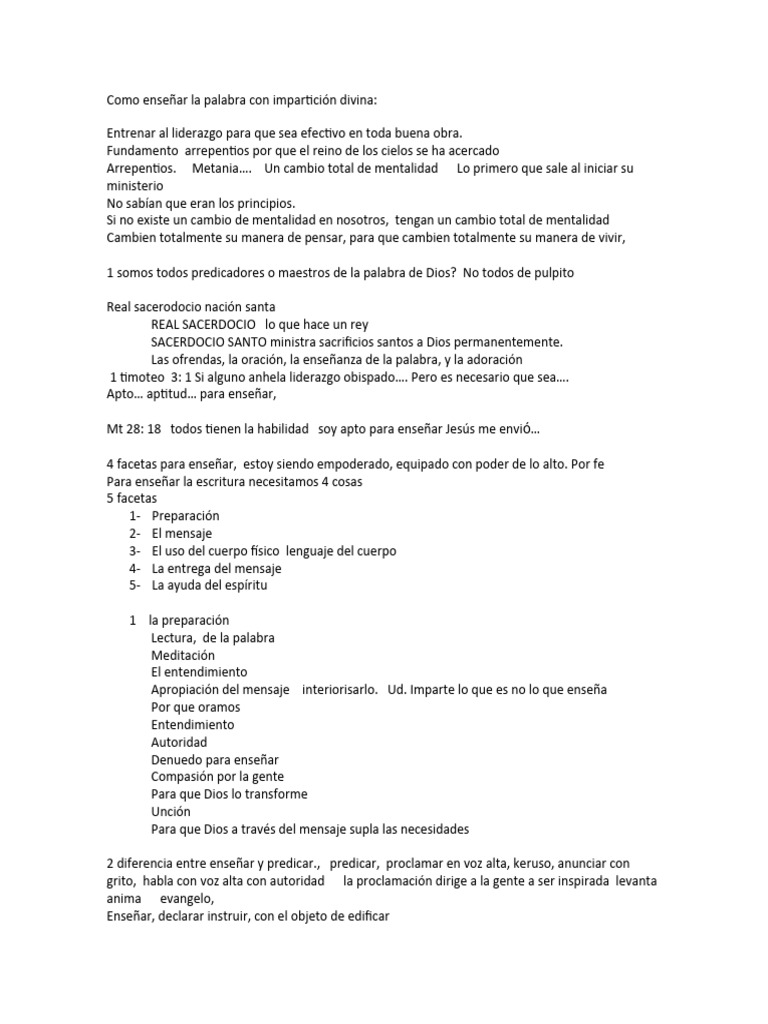 Como Enseñar La Palabra Con Impartición Divina | PDF