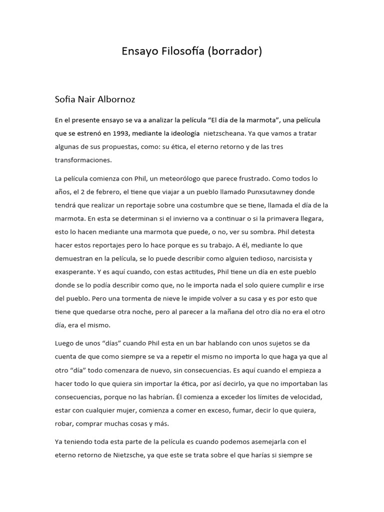 Análisis de "El día de la marmota" y Nietzsche | PDF | Friedrich Nietzsche