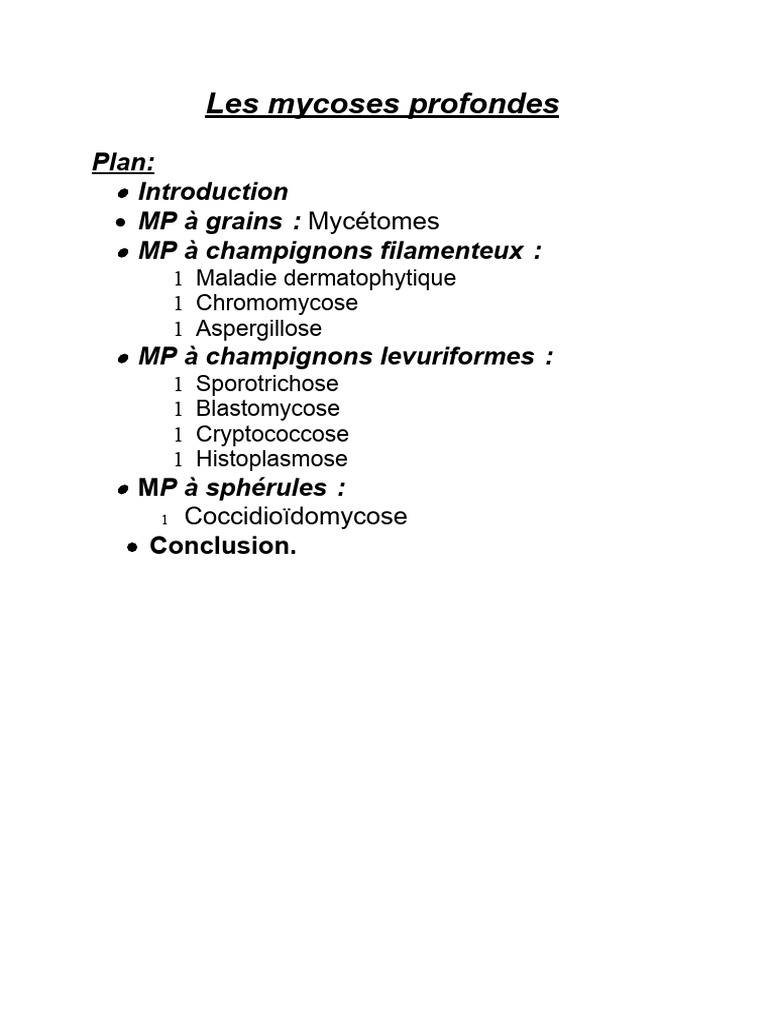 Mycoses profondes et coccidioïdomycose | PDF