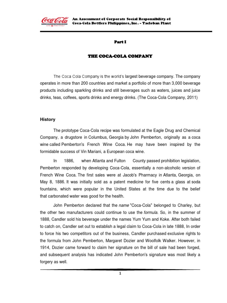 The Coca-Cola Company | PDF | Corporate Social Responsibility | Coca Cola