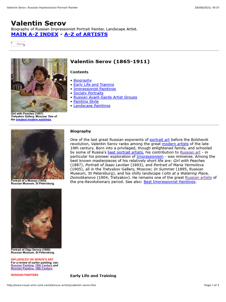 Valentin Serov: Russian Impressionist Portrait Painter | PDF