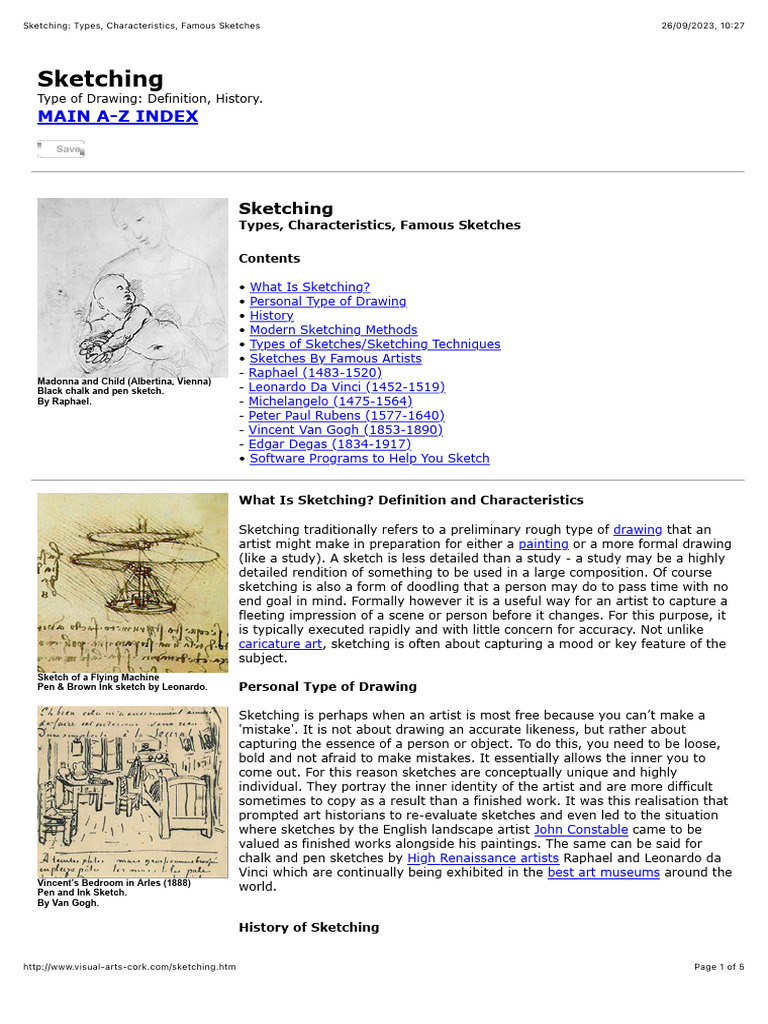 Sketching: Types, Characteristics, Famous Sketches | PDF