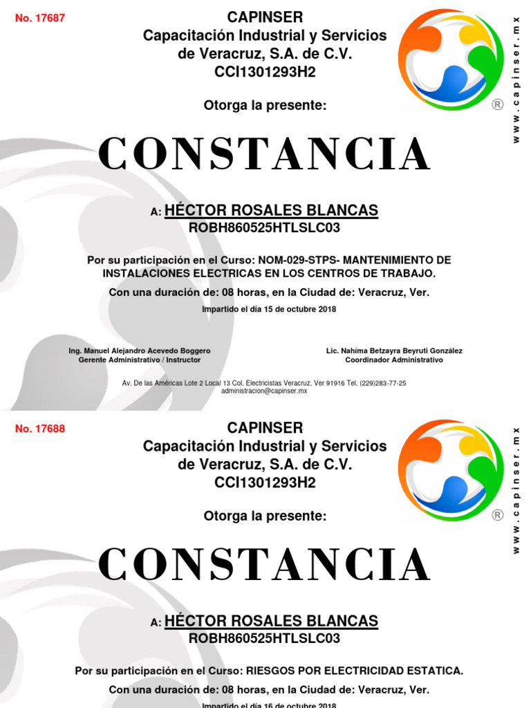 Constancias Hector Sin Firmas | PDF
