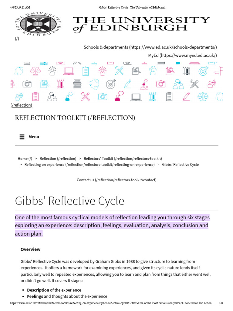 Gibbs' Reflective Cycle _ The University of Edinburgh | PDF
