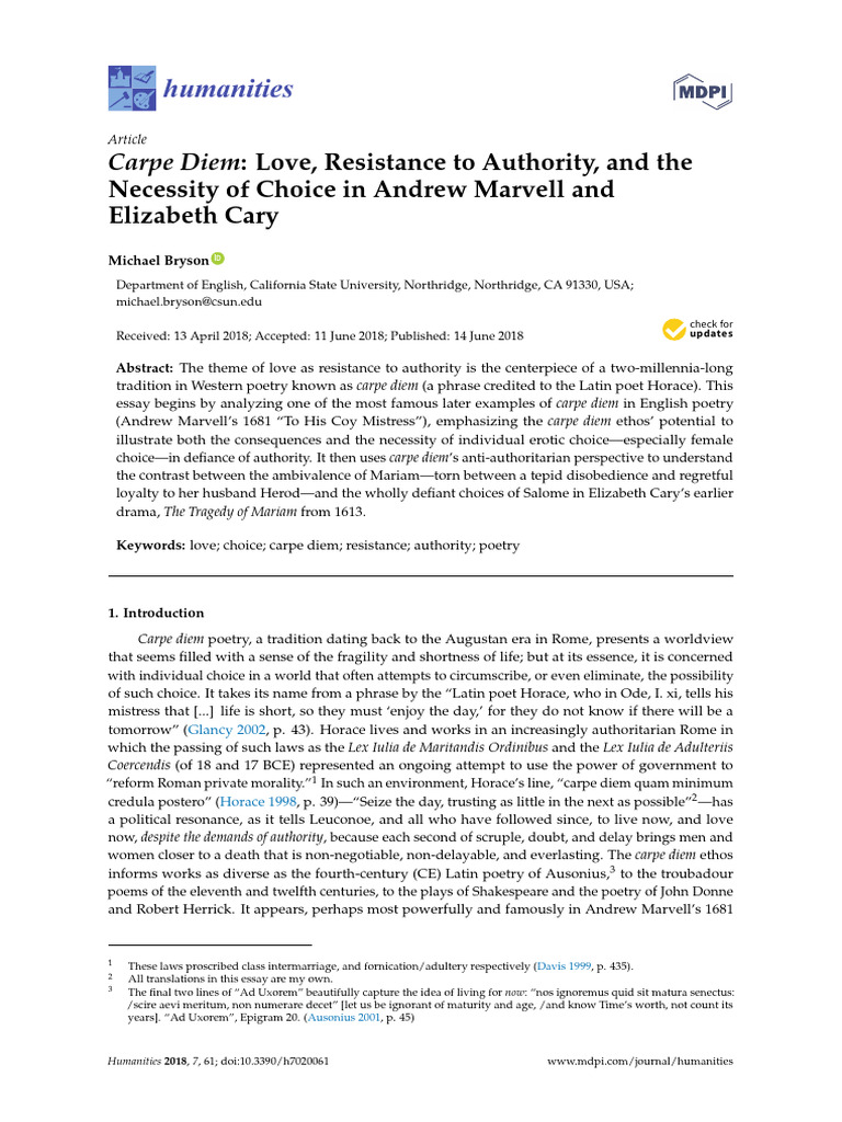 Marvell and Carpe Diem | PDF | General Fiction