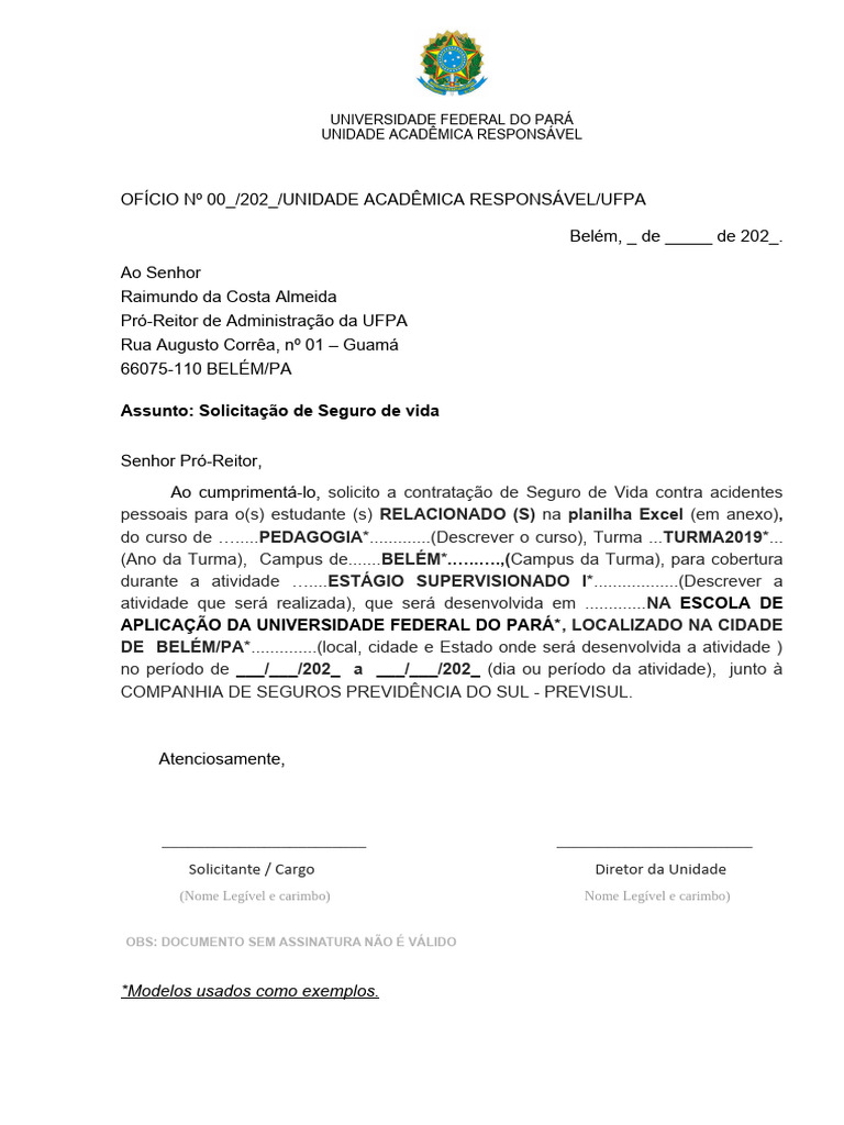 Modelo Oficio Solicitacao Seguro | PDF