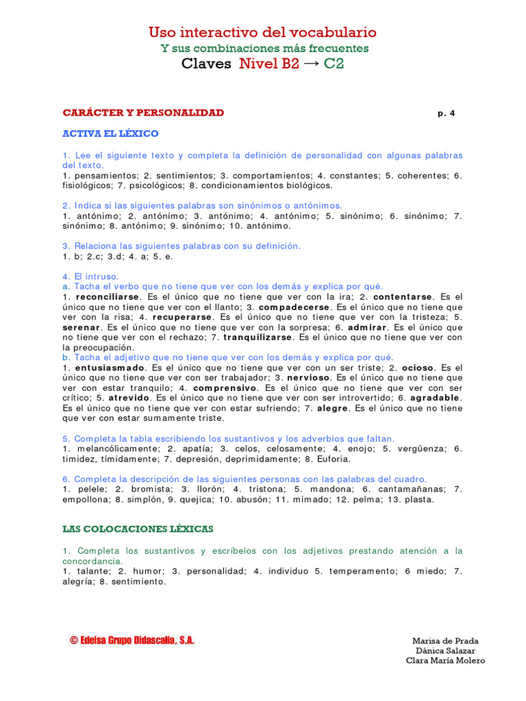 Uso Interactivo Del Vocabulario Y Sus Co | PDF | Estudios de idiomas ...