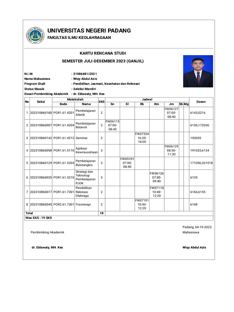Cetak Kartu Rencana Studi | PDF