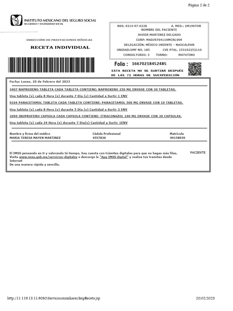Receta Editable Imss | PDF
