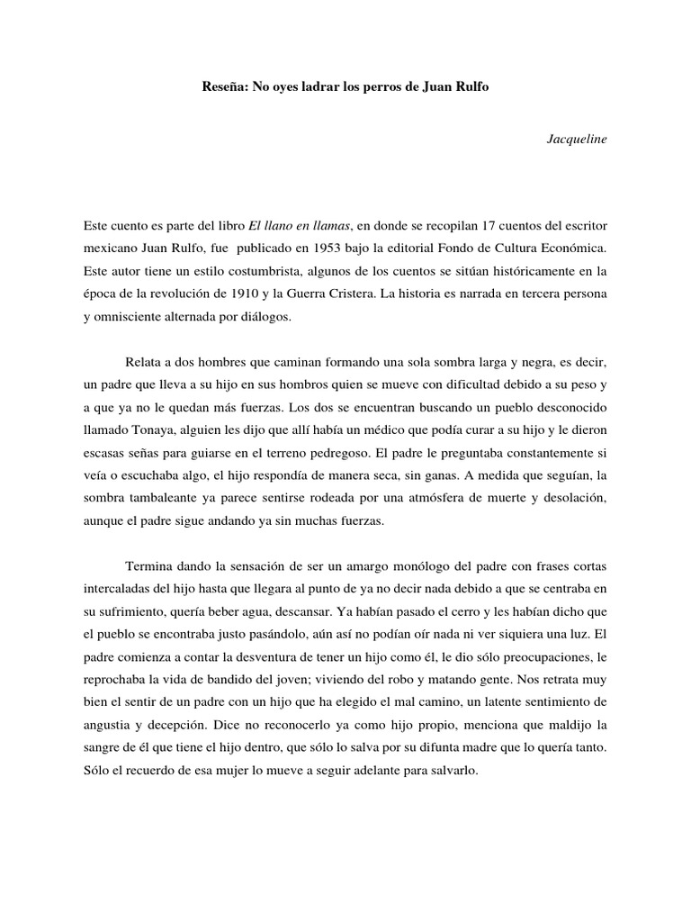 Reseña - No Oyes Ladrar Los Perros de Juan Rulfo | PDF