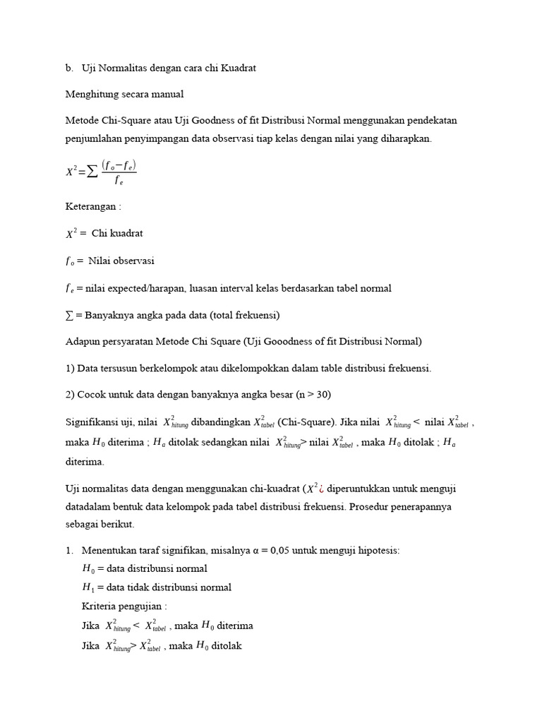 Uji Normalitas Dengan Cara Chi Kuadrat | PDF