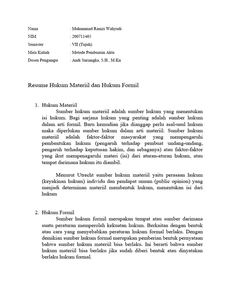 Hukum Formil Dan Materiil | PDF