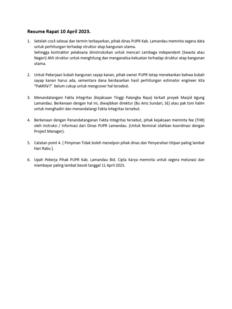 Resume Rapat 2023 | PDF | Teknologi & Rekayasa