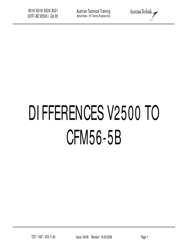 Differences V2500 To CFM56-5B: A318/A319/A320/A321 DIFF IAE V2500 / Cat ...