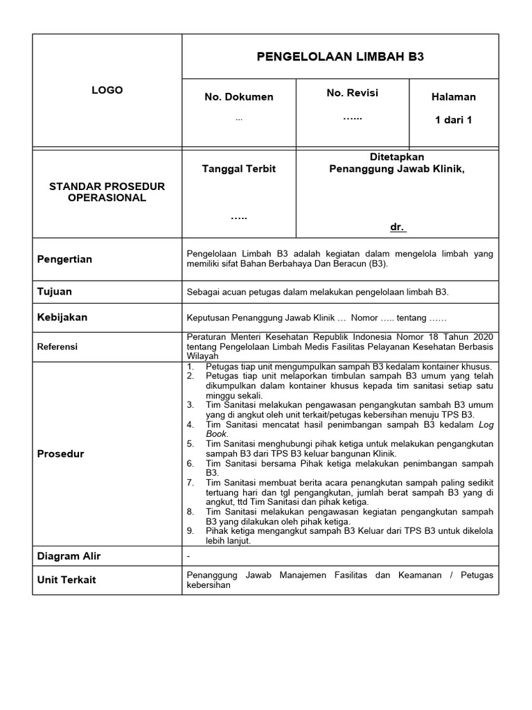 Spo Pengelolaan Limbah b3 | PDF