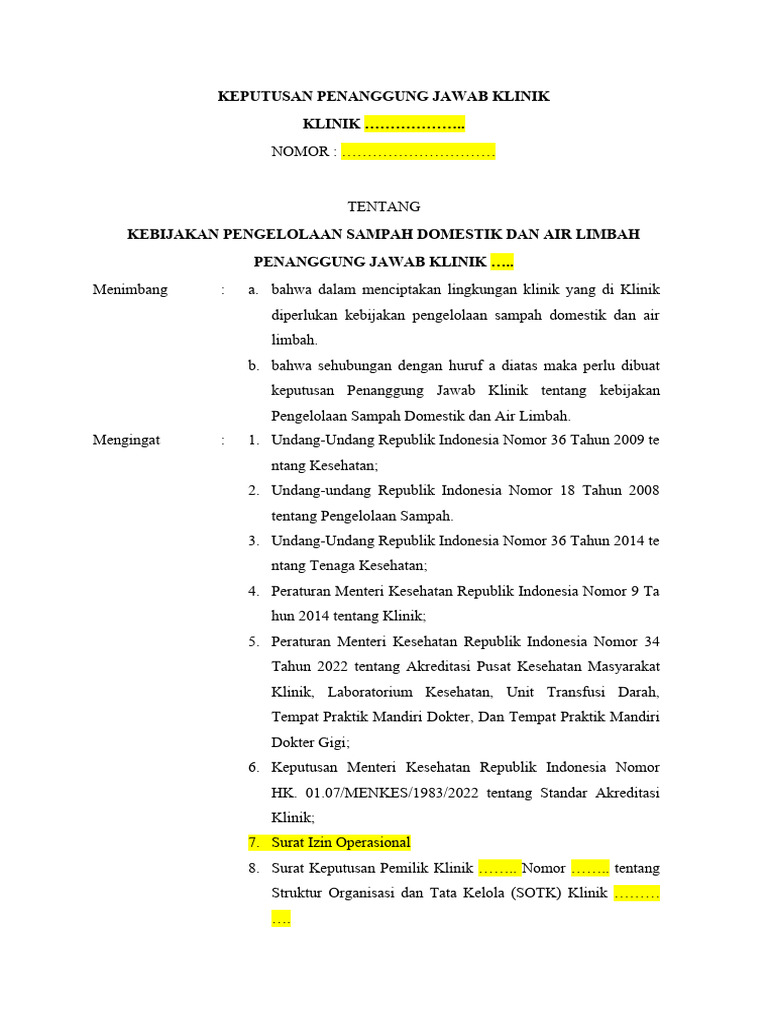 SK Pengelolaan Limbah Domestik Dan Air Limbah | PDF | Hukum | Sains & Matematika