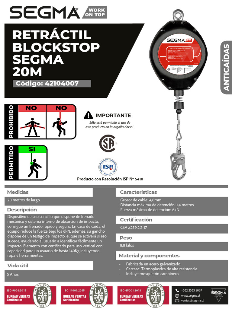 Ficha Retractil 20M Csa | PDF