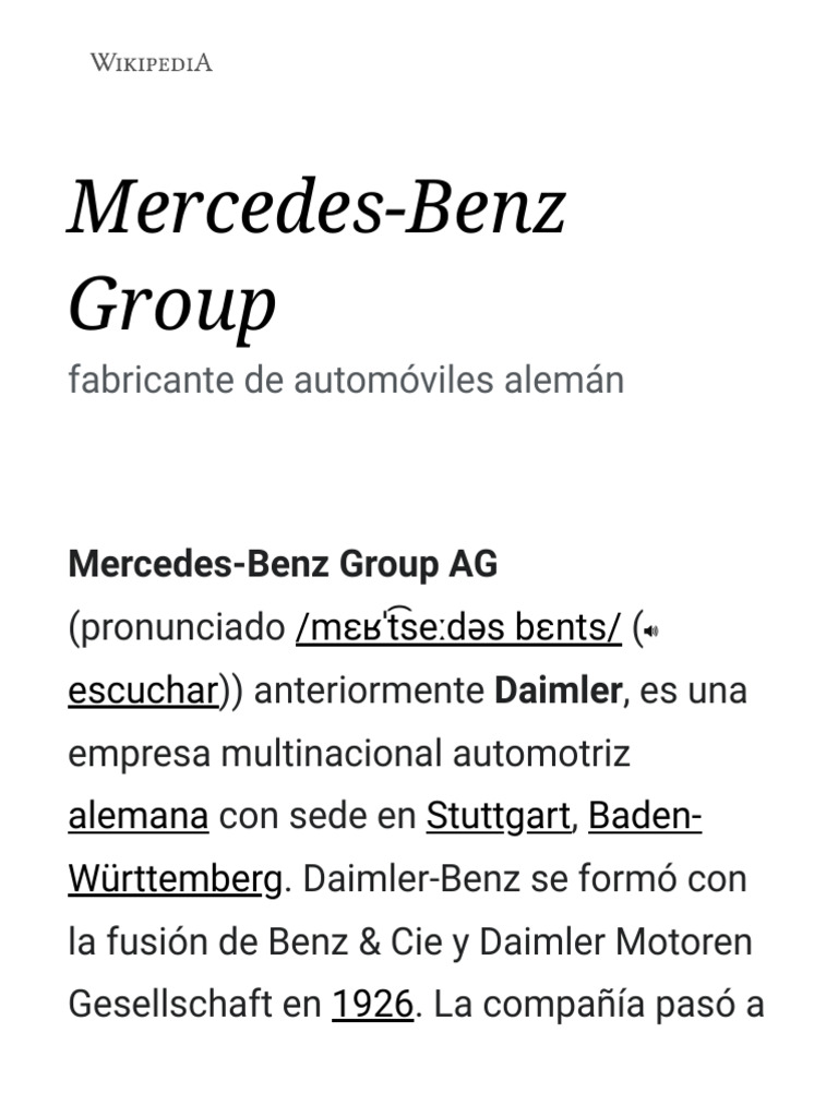Mercedes-Benz Group - Wikipedia, La Enciclopedia Libre | PDF