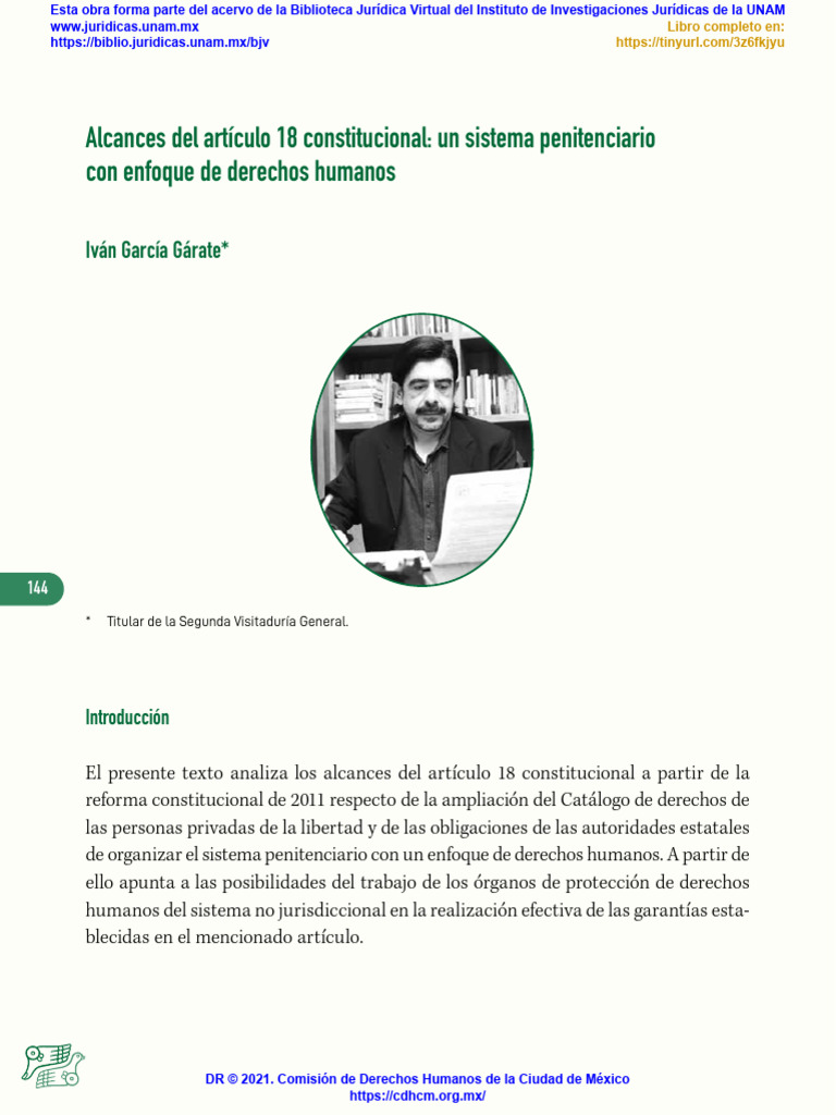 Alcances Del Artículo 18 Constitucional: Un Sistema Penitenciario Con ...