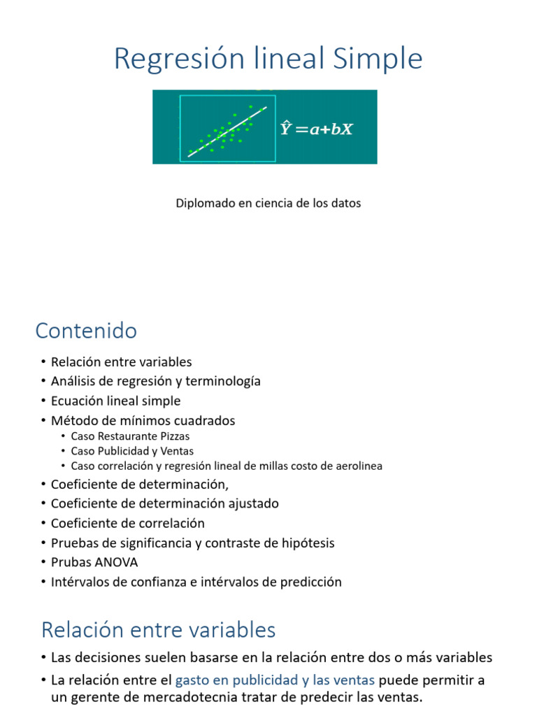 Regresion Lineal Simple | PDF | Métodos y materiales de enseñanza