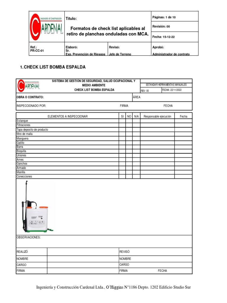 Check List Retiro Planchas Onduladas MCA | PDF