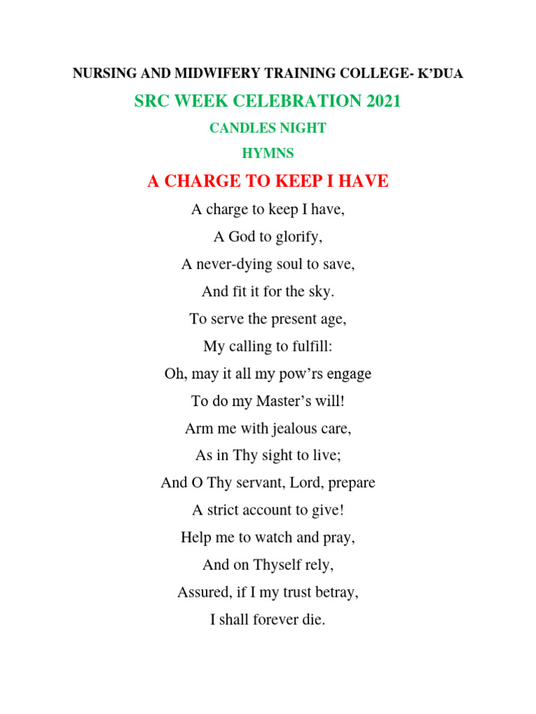 Nursing College SRC Week Hymns | PDF | Wellness