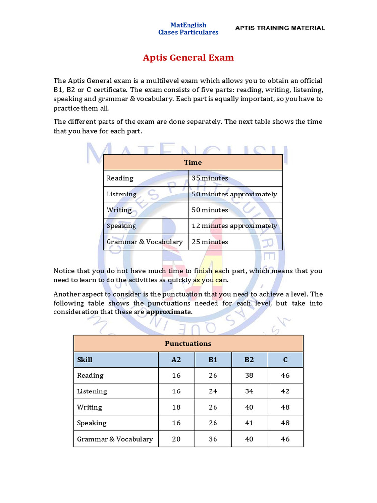 Aptis General Exam | PDF