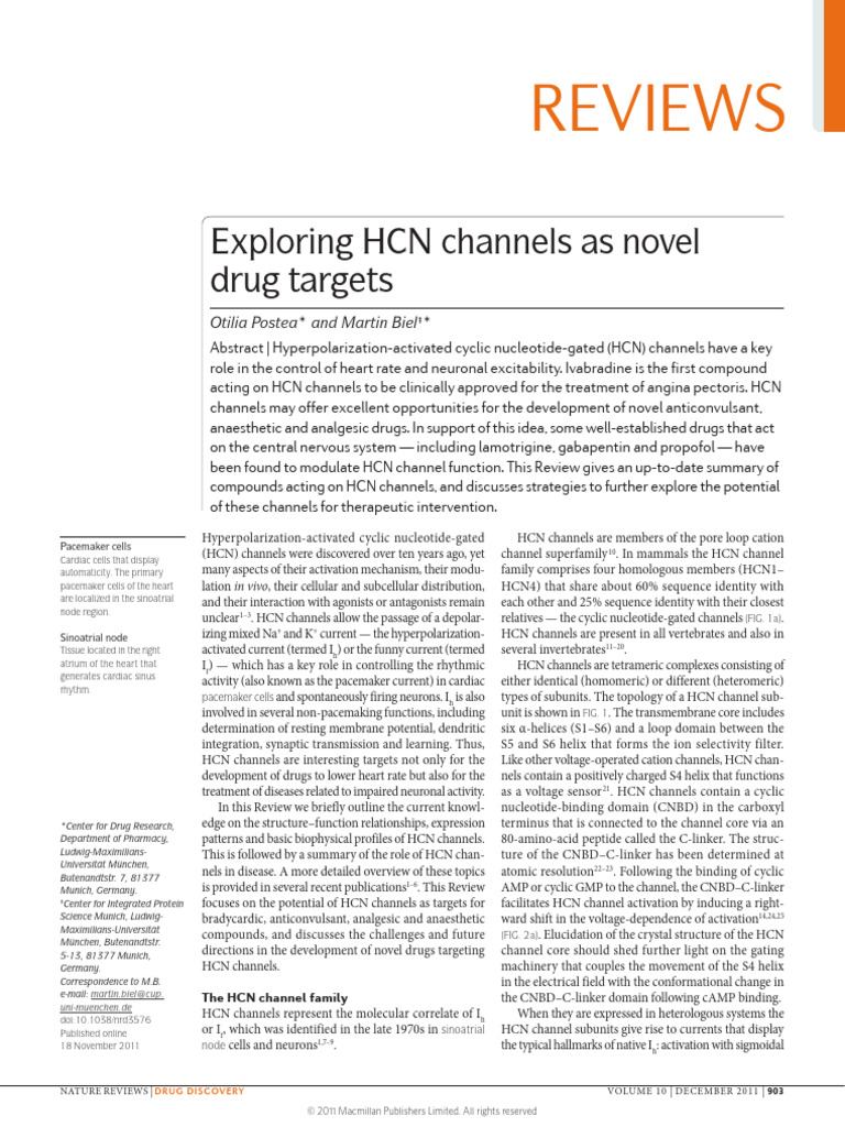 Postea and Biel, HCN - 2011 | PDF | Heart | Biochemistry