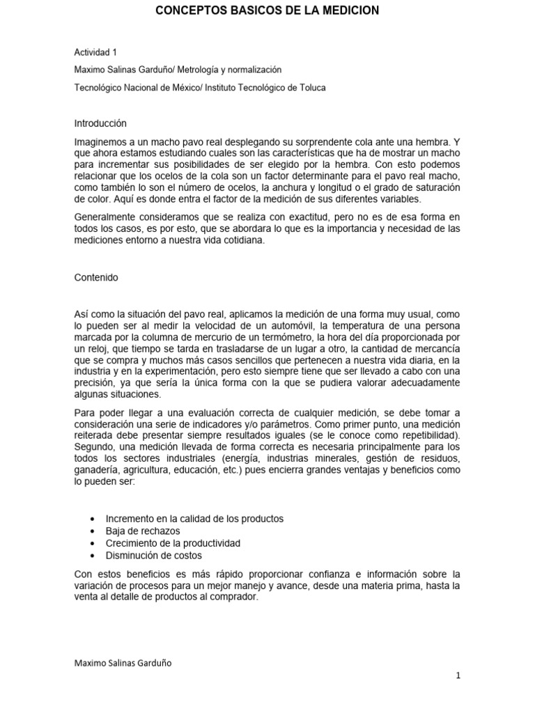 Conceptos Basicos de La Medicion | PDF